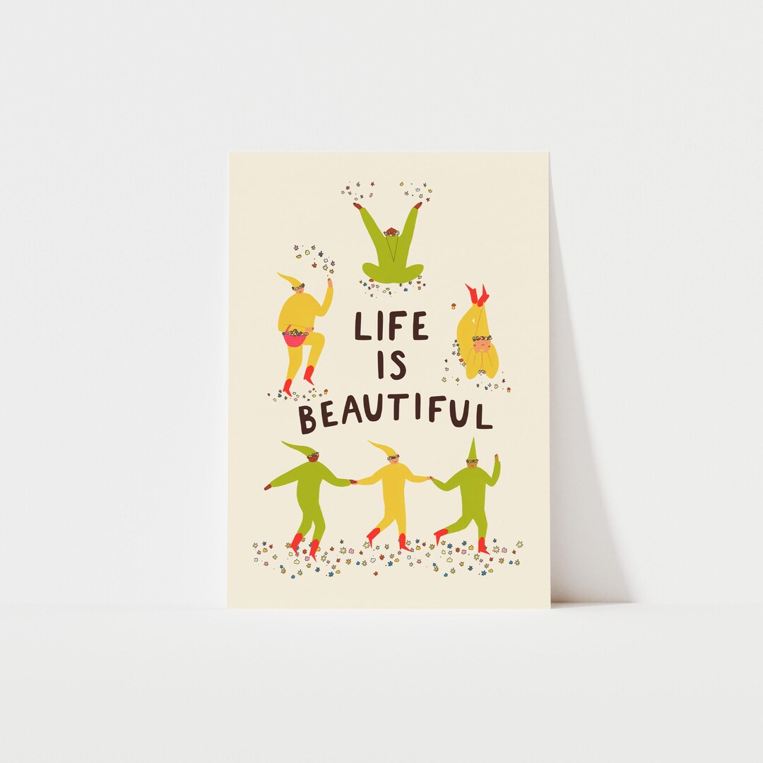 Life is Beautiful Art Print | | Floral Art | Typography | Folky Print ...