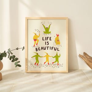 Life is Beautiful Art Print | | Floral Art | Typography | Folky Print ...