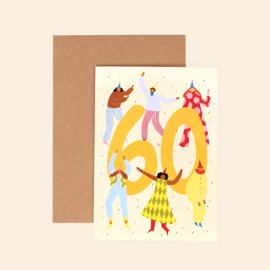 Age 60 Birthday Card | Number Card | Sixty | Milestone Birthday Card ...