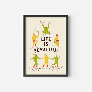 Life is Beautiful Art Print | | Floral Art | Typography | Folky Print ...