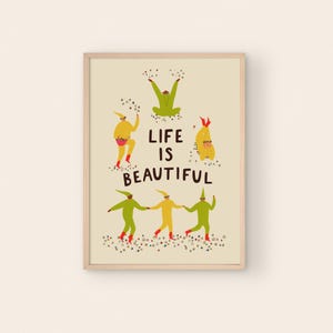 Life is Beautiful Art Print | | Floral Art | Typography | Folky Print ...