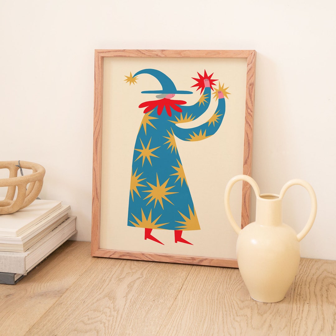 Magical Wizard Character Art Print | Nursery Wall Art | Folky | Fantasy ...