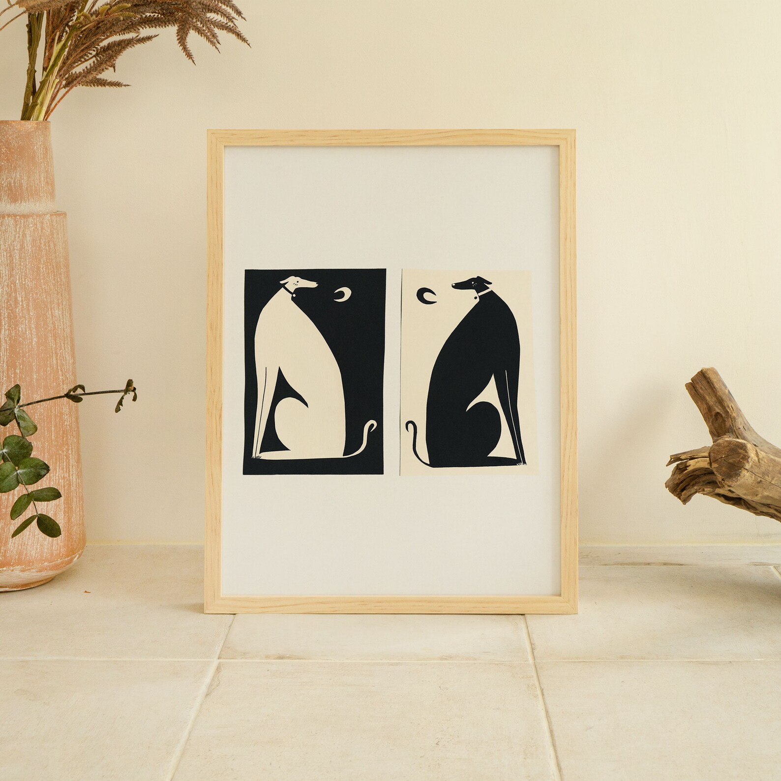 Negative Positive Whippet Print | Monochrome Black & White Dog Wall Art ...