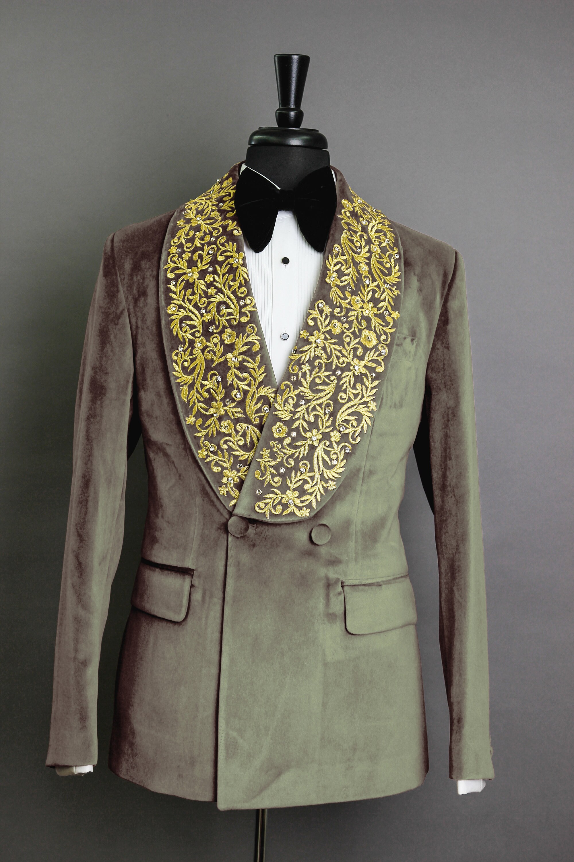 Custom Made to Order Mens Velvet Embroidered Double Breasted - Etsy UK