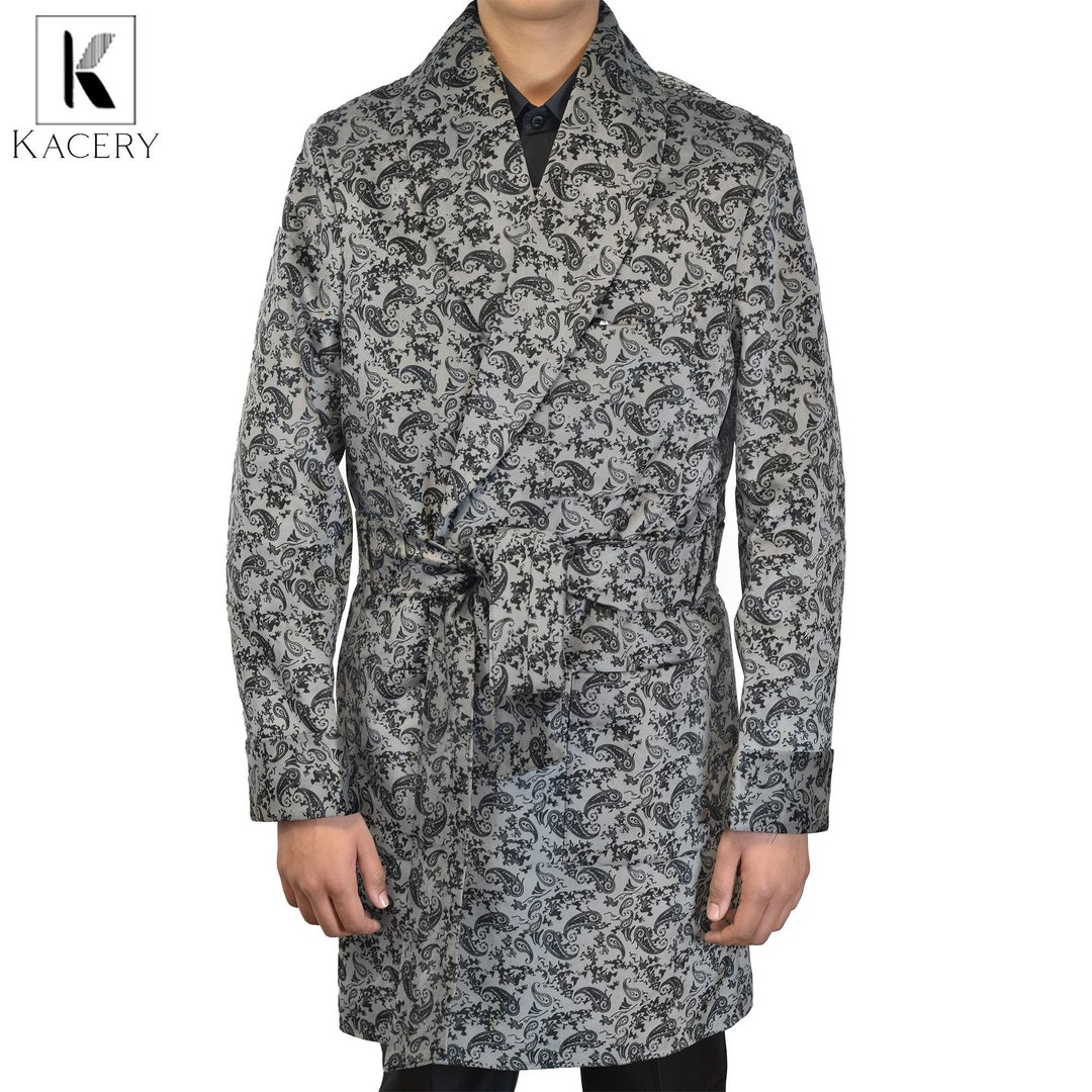Custom Made Men's Velvet Knee Length Smoking Jacket Evening Gown {robe ...