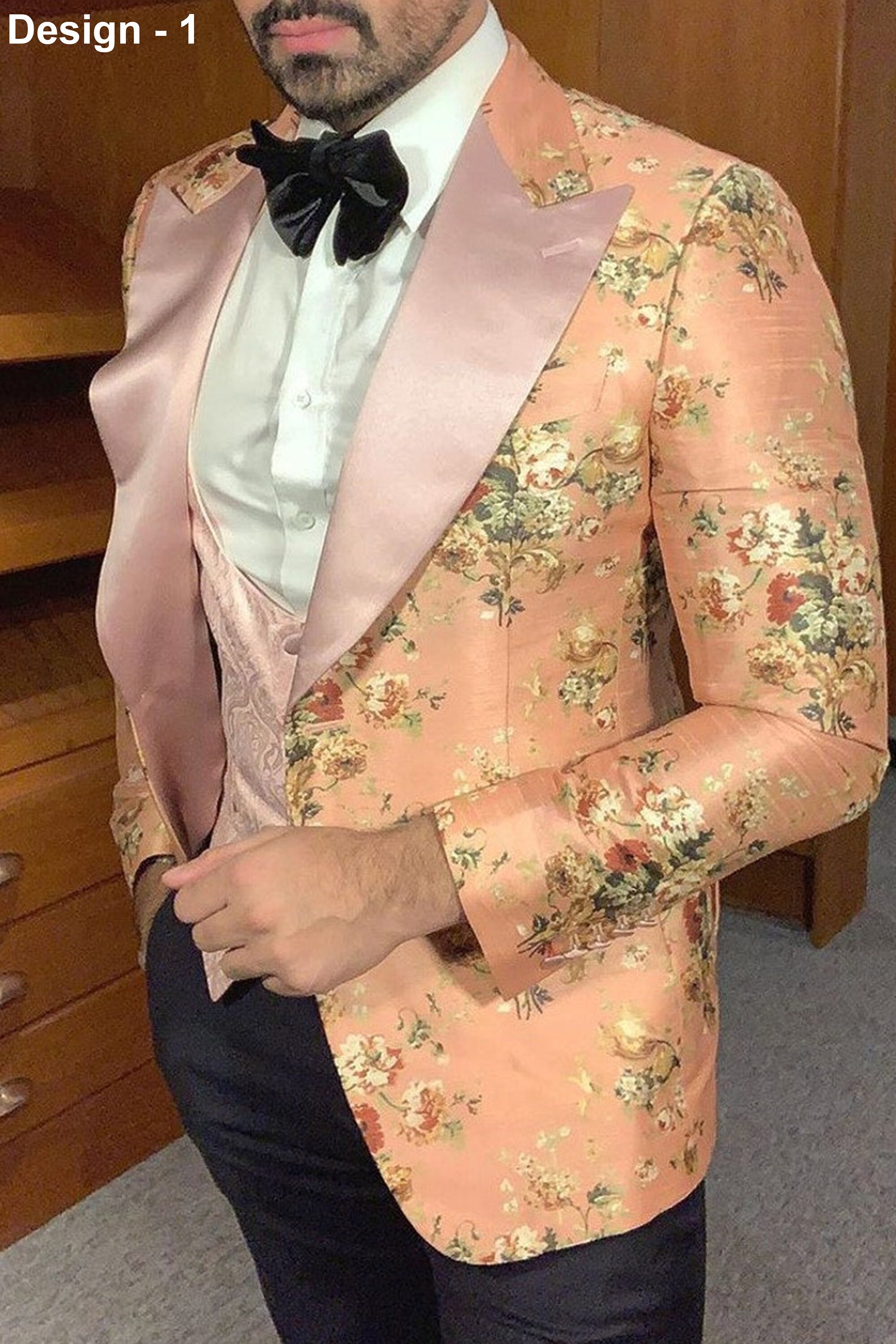 Custom Made to Order Men's Pink /red Floral Tuxedo Blazer - Etsy UK