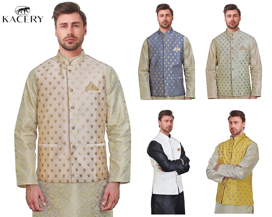 Men's Indian Waistcoat Modi Jacket Nehru Style Fancy Koti Ethnic Outfit ...