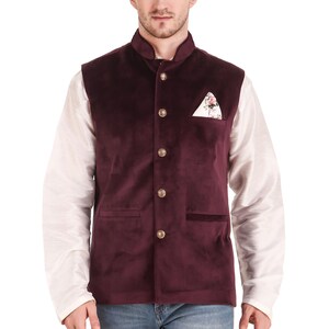 Men's Indian Velvet Waist Coat Nehru Jacket Wedding Pakistani Koti ...