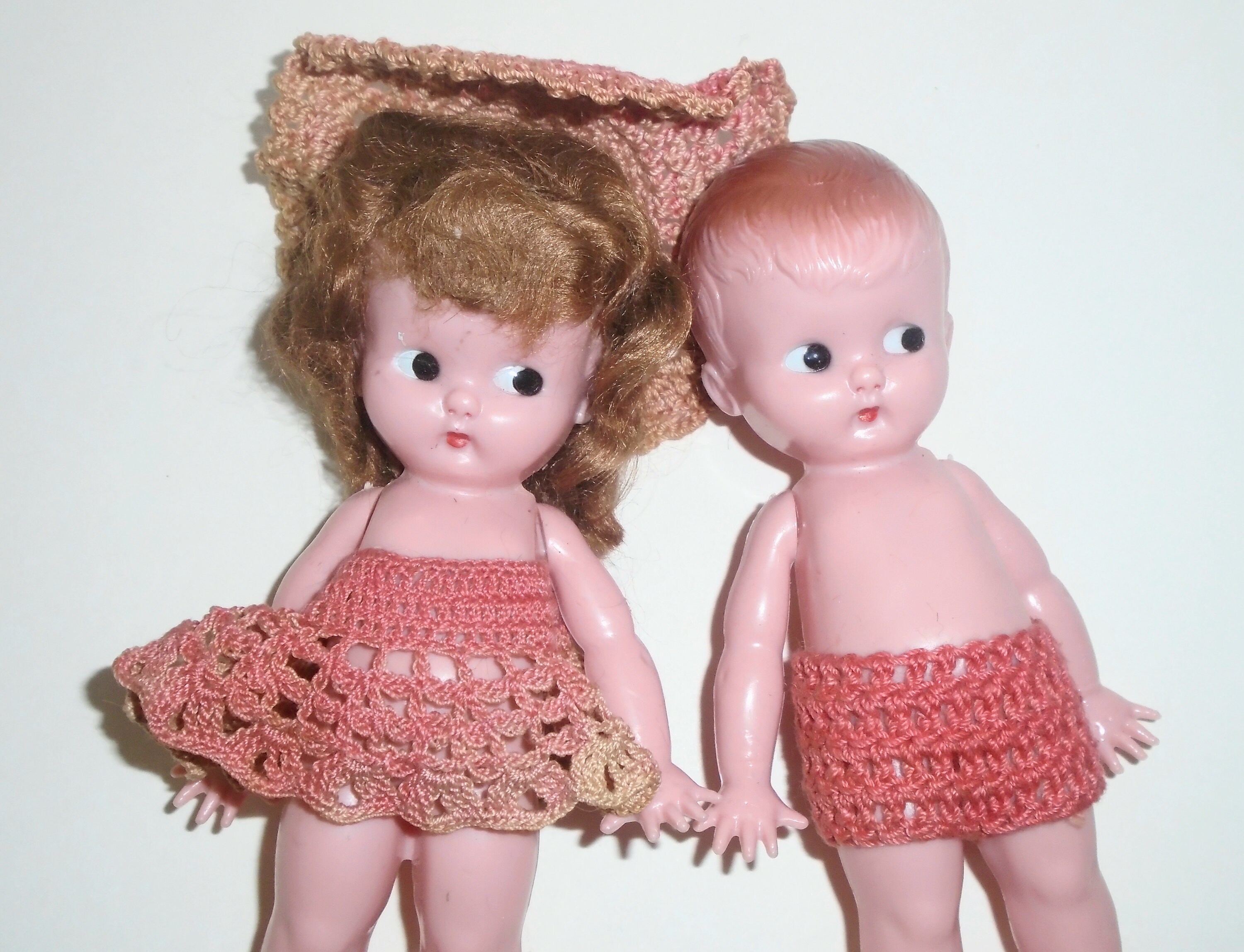 Vintage 1950's Knickerbocker 6 Plastic Girl & Boy Doll Pair Matching ...