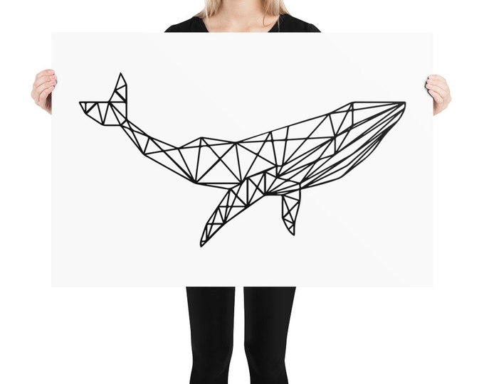 Whale, Geometric Whale, Whale Wall Art, Whale Decor, Whale Outlines ...