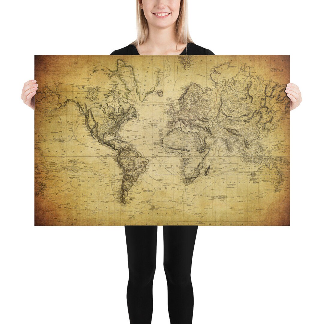World Map, Vintage World Map, World Map Poster, Vintage Poster, Prints ...
