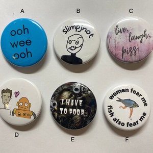 Pack of 2, 3 or 6 | 1.25" Pinback Buttons Set - Etsy