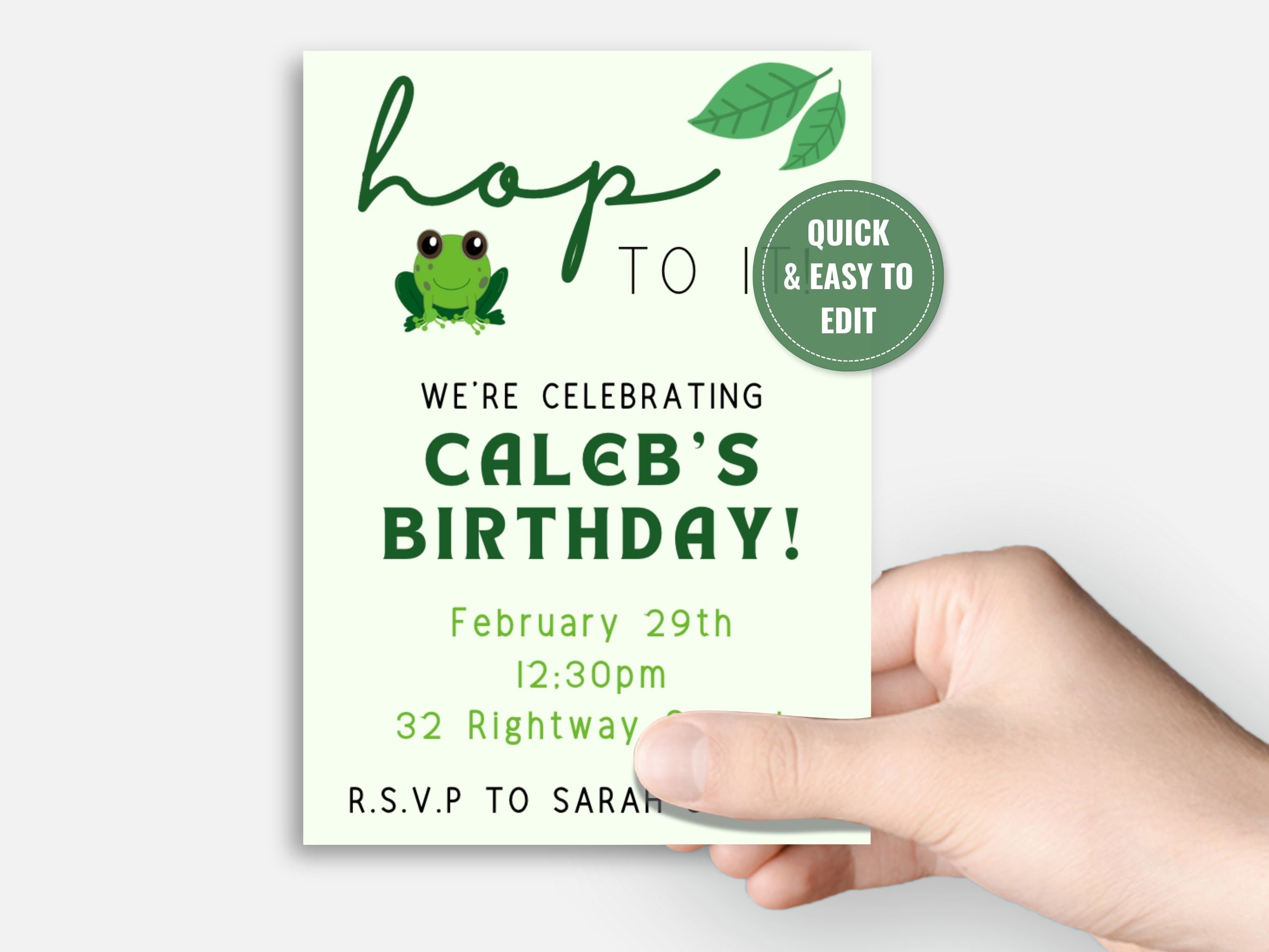 Leap Year Birthday Invitation Leap Year Birthday Invite Template ...