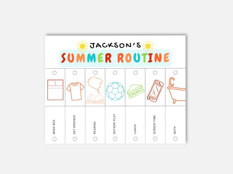 Summer Schedule for Kids Flip up Chart, Kids Summer Routine, Kids Daily ...