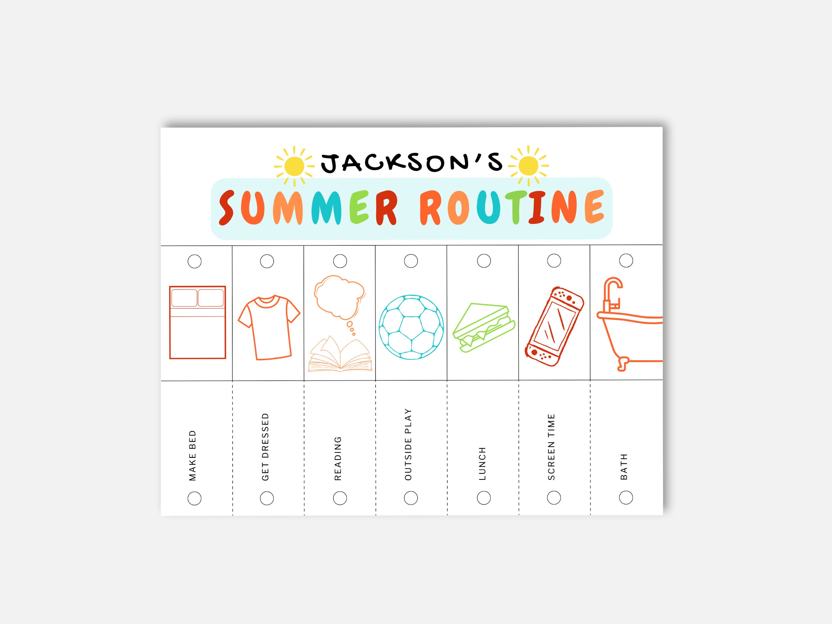 Summer Schedule for Kids Flip up Chart, Kids Summer Routine, Kids Daily ...
