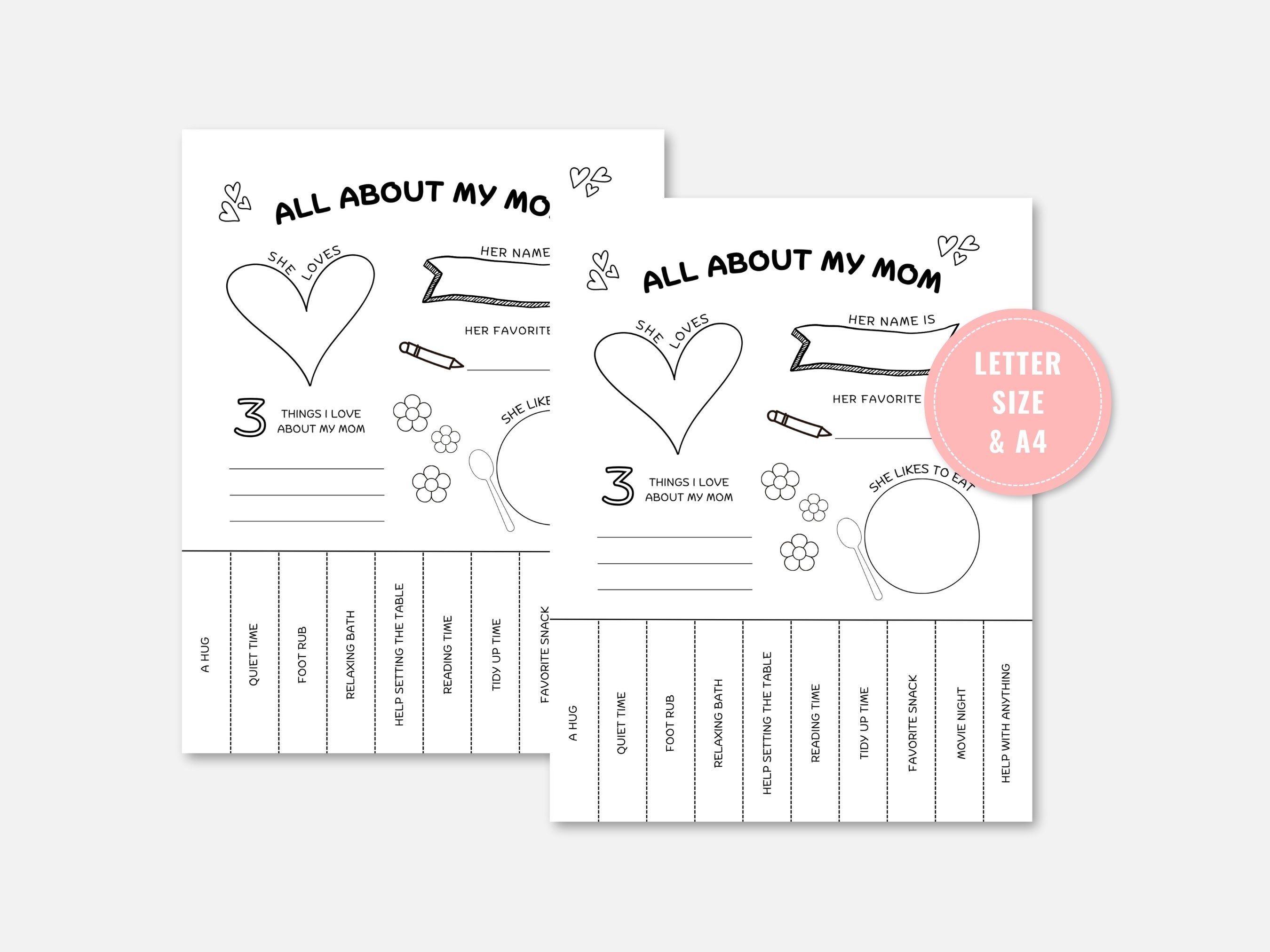 All About My Mom, Mother's Day Activity, Fill in the Blank, Mother's ...