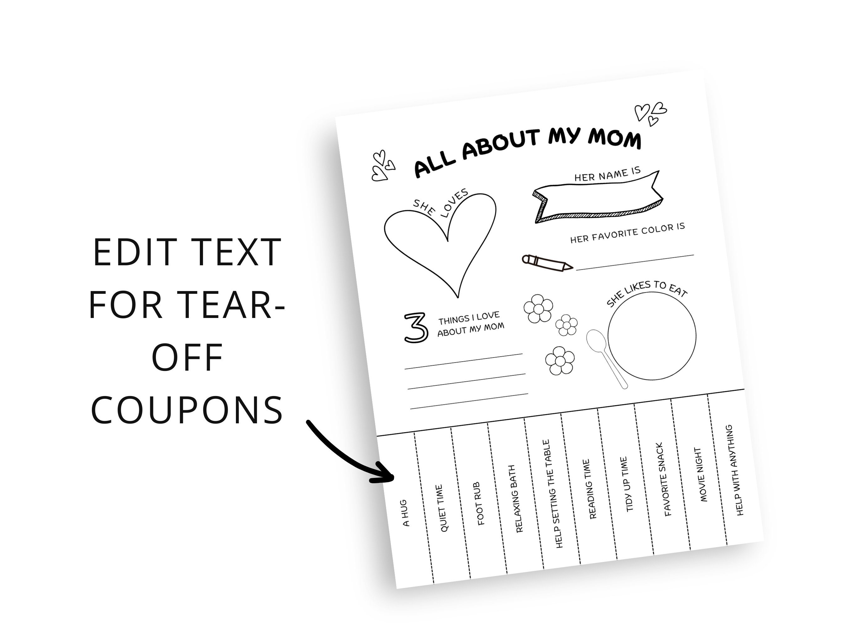 All About My Mom, Mother's Day Activity, Fill in the Blank, Mother's ...