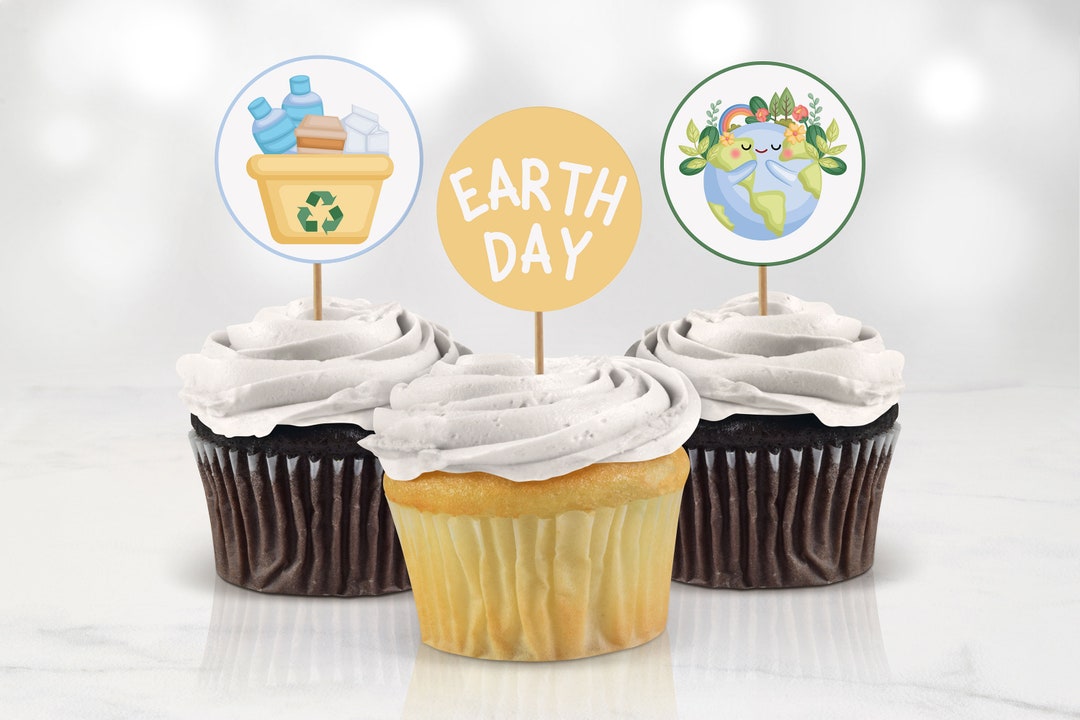 Earth Day Cupcake Toppers | Printable Cupcake Toppers, Happy Earth Day ...
