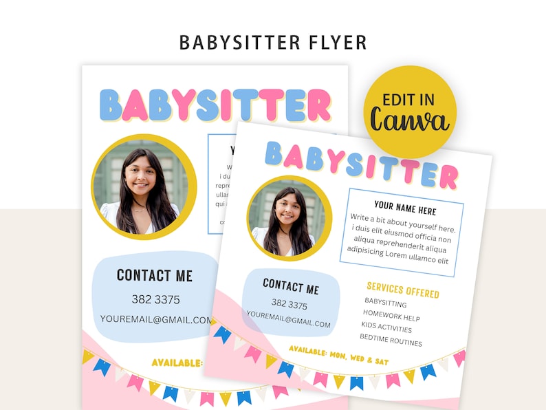 Editable Babysitter Flyer, Babysitter Printable, Babysitter Flyer ...