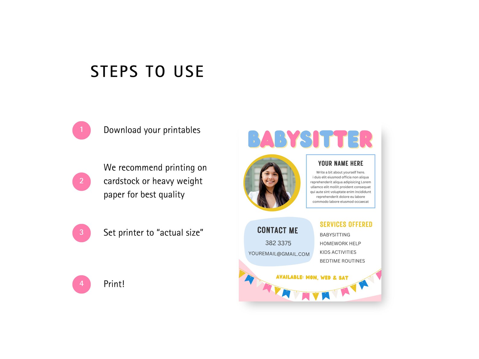 Editable Babysitter Flyer, Babysitter Printable, Babysitter Flyer ...