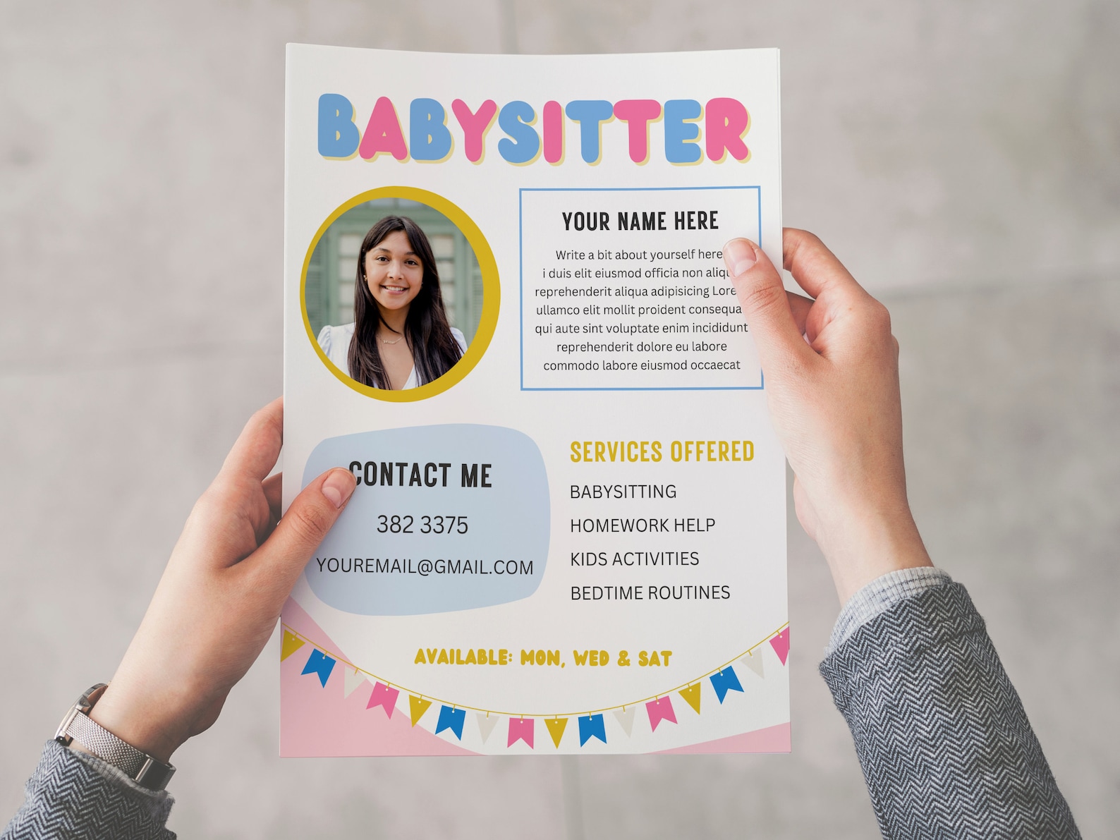 Editable Babysitter Flyer, Babysitter Printable, Babysitter Flyer ...