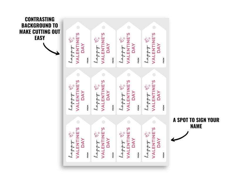 Printable Valentine's Day Gift Tag Instant Download, Valentine's Day ...