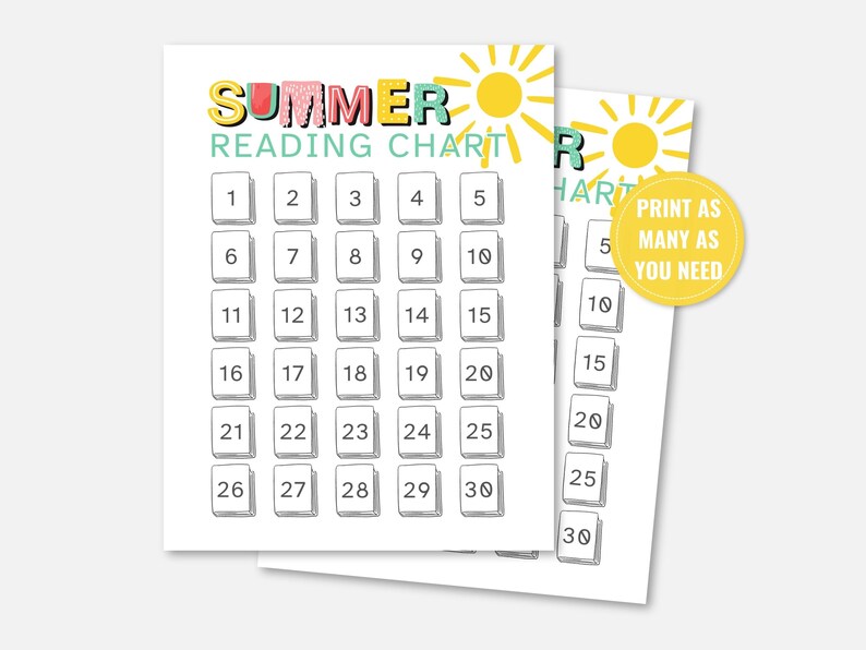 Kids Summer Reading Chart Summer Reading Challenge, Reading Log ...