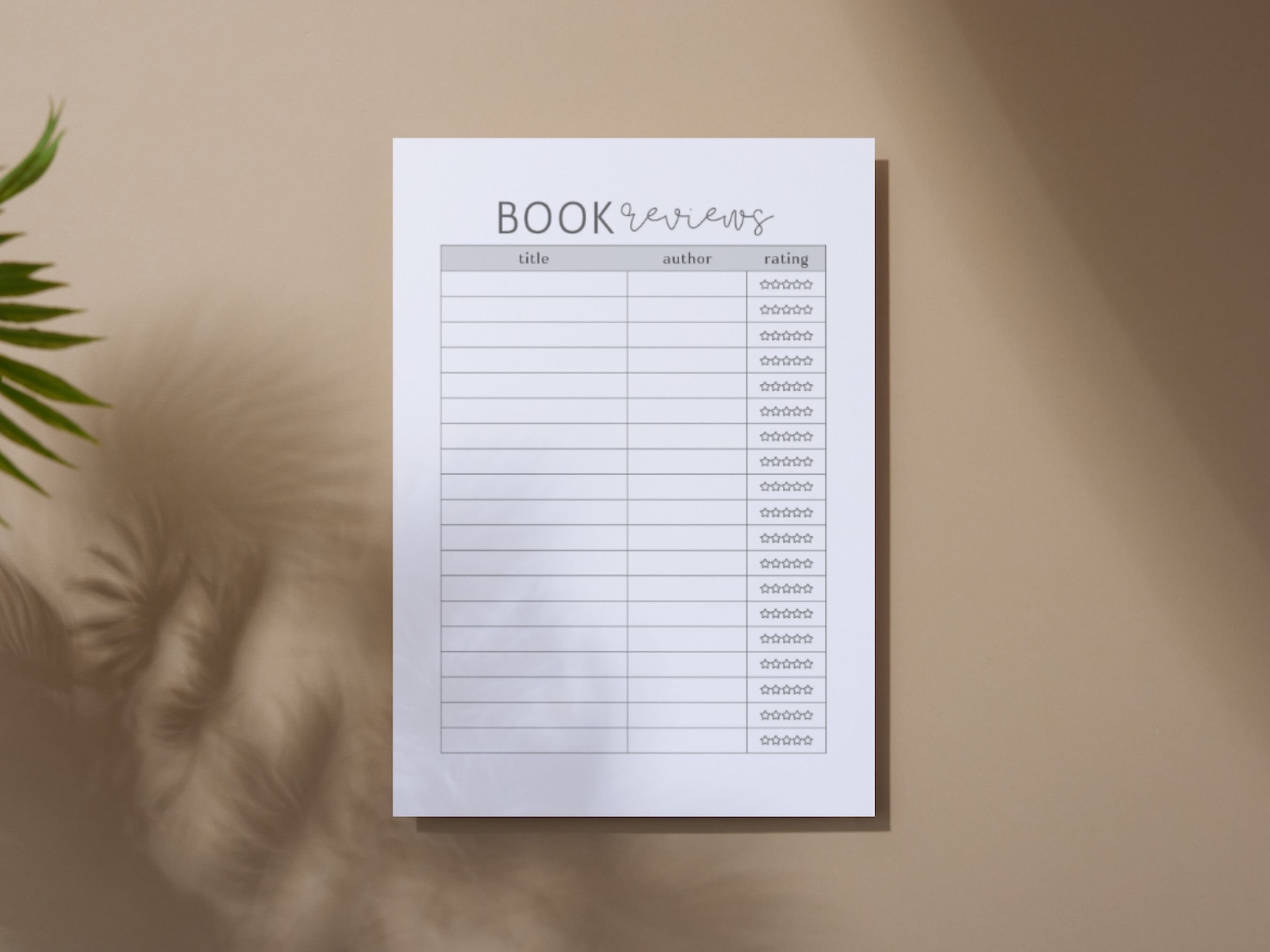 Book Review Chart Book Review Printable, Reading Challenge, Simple Book ...