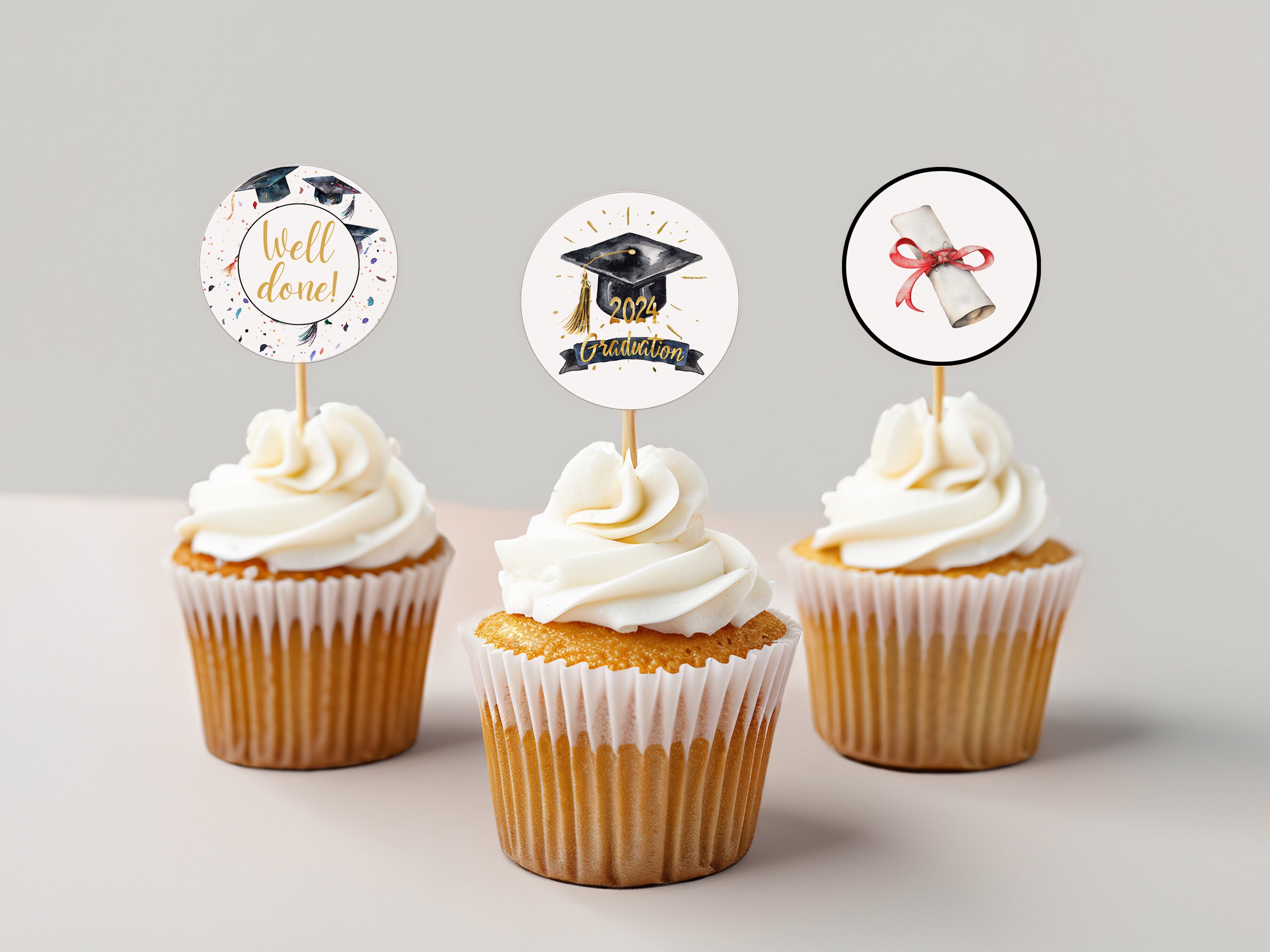 Graduation Cupcake Toppers, Modern Graduation, Graduation Cupcake ...