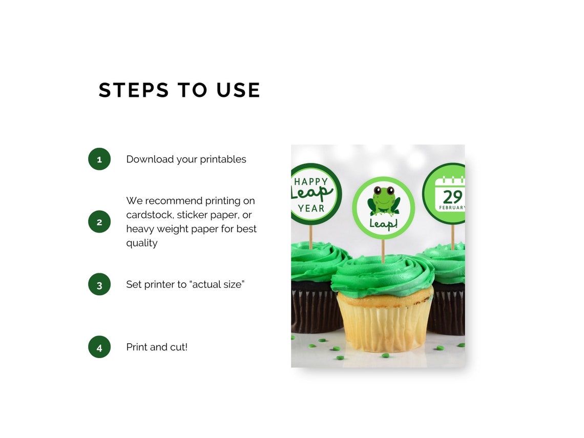 Leap Year Cupcake Toppers Printable | Leap Year Stickers, Leap Year ...