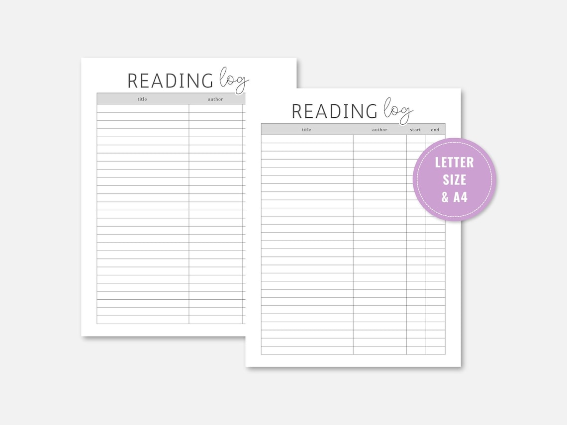 Printable Reading Log Book Log Printable, Reading Challenge, Reading ...