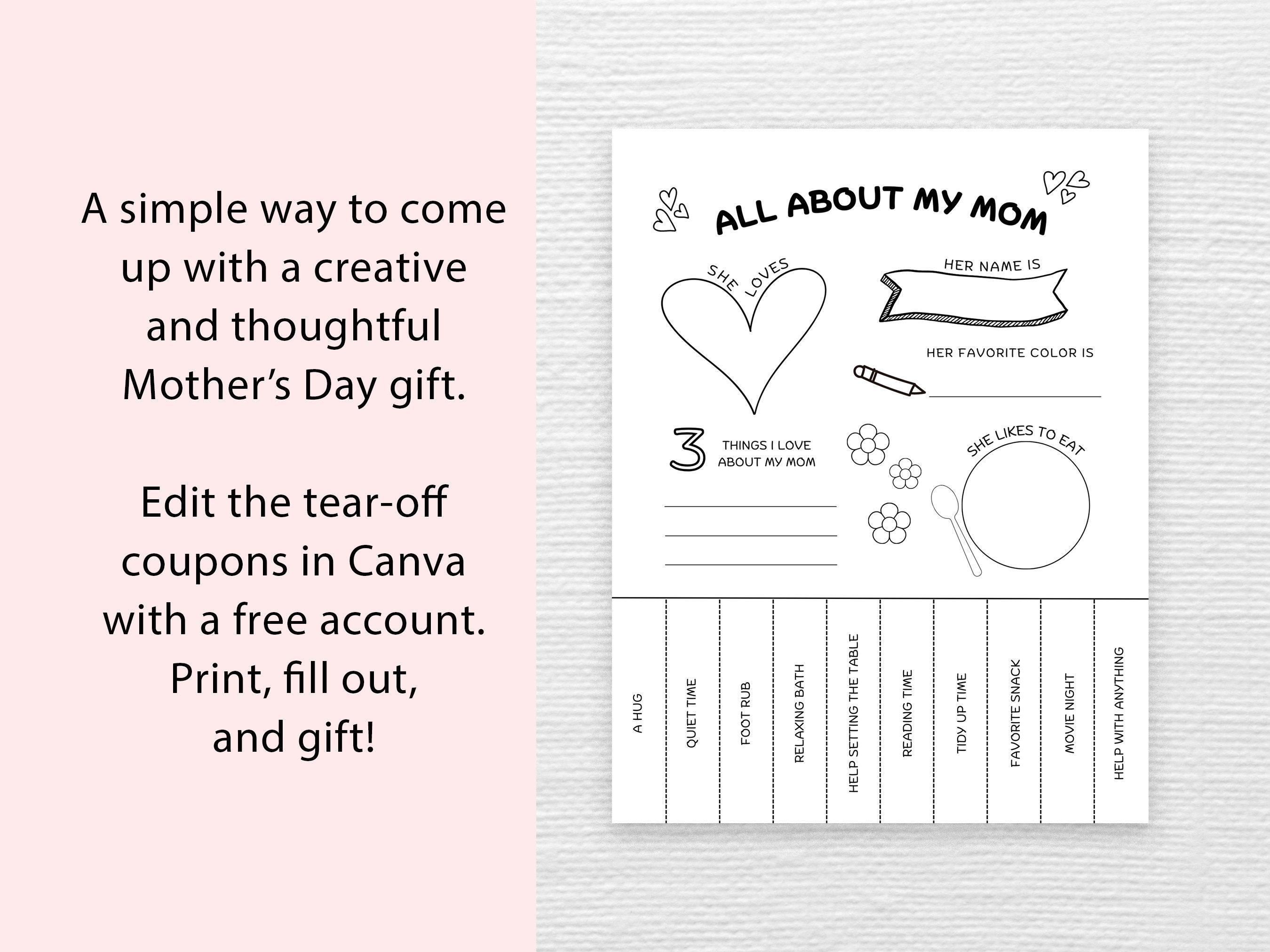 All About My Mom, Mother's Day Activity, Fill in the Blank, Mother's ...