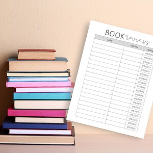 Book Review Chart Book Review Printable, Reading Challenge, Simple Book ...