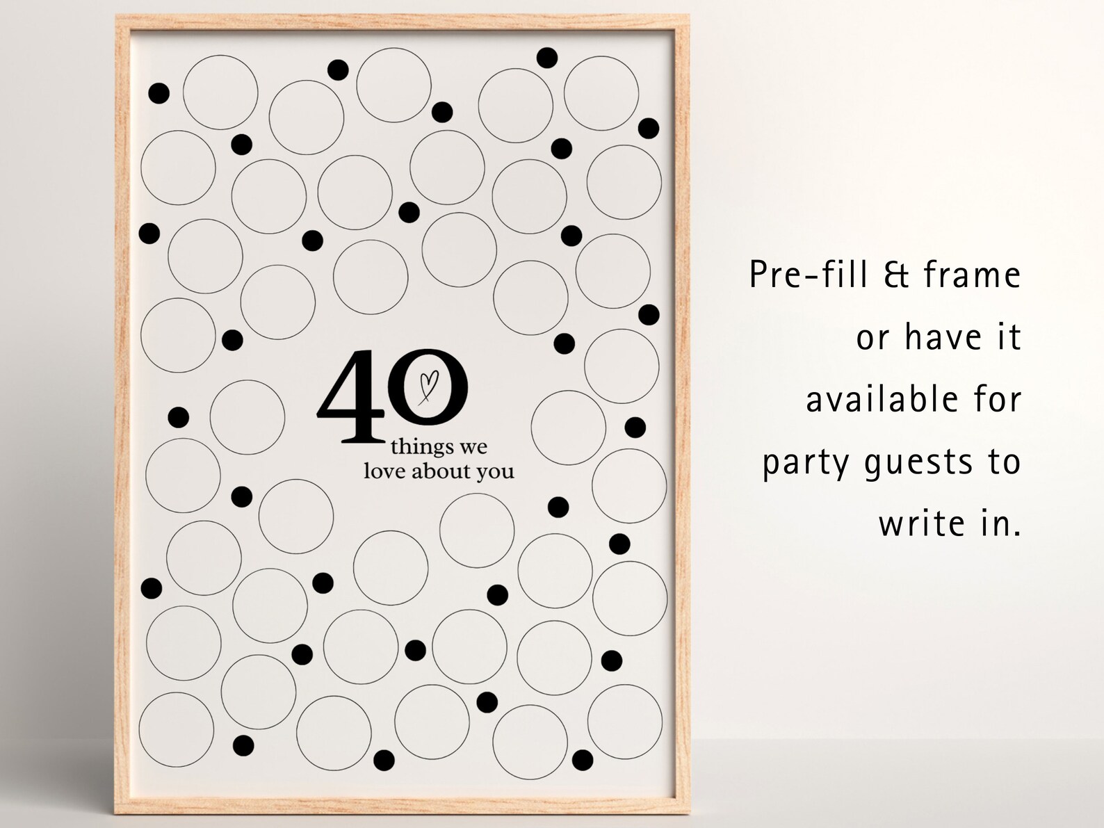 40 Things We Love About You Template, 40th Birthday Sign, 40 Reasons ...