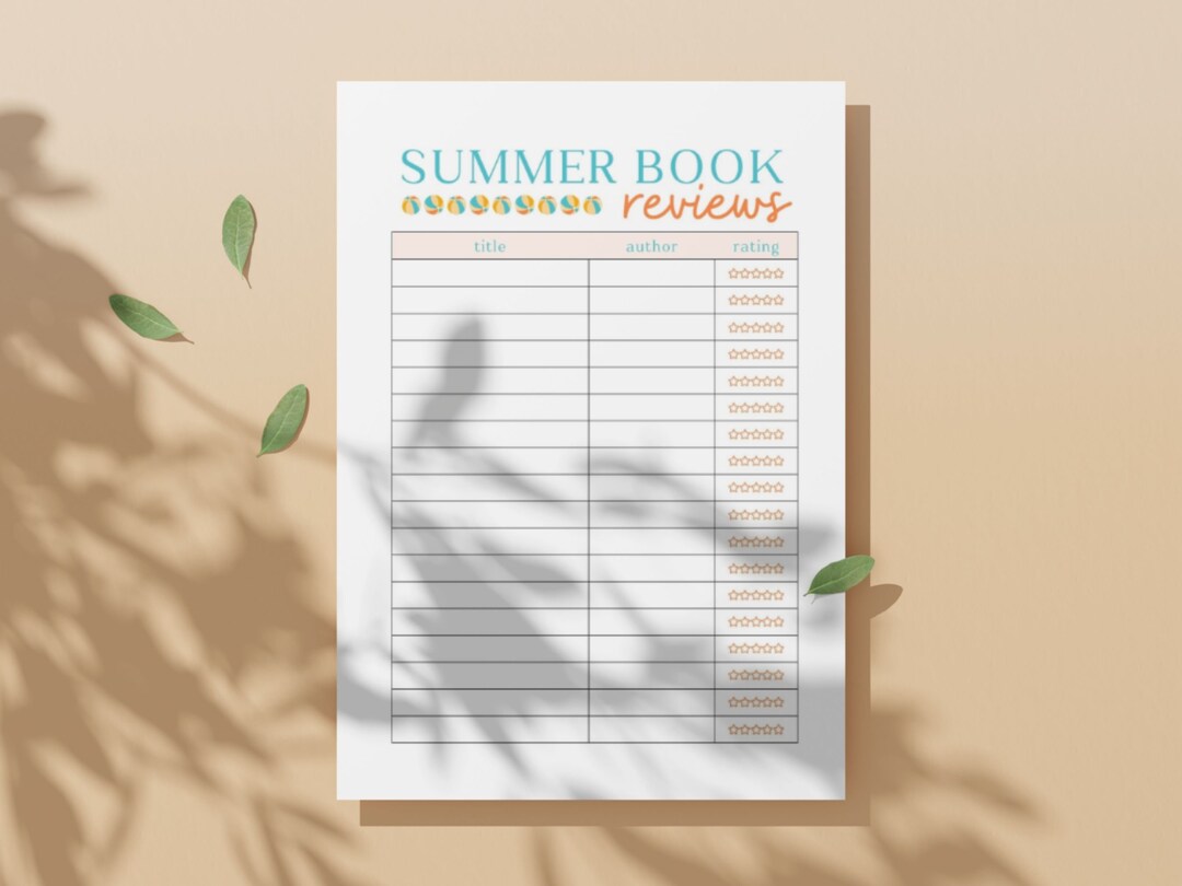 Summer Book Review Chart | Book Review Printable, Summer Reading ...