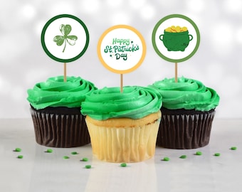 Printable Four Leaf Clover St. Patrick's Day Cupcake Toppers (digital ...