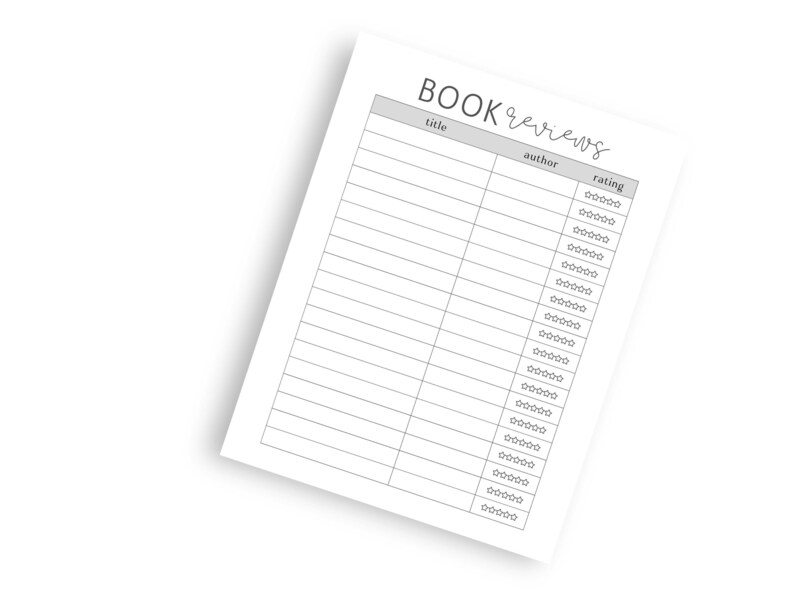 Book Review Chart Book Review Printable, Reading Challenge, Simple Book ...