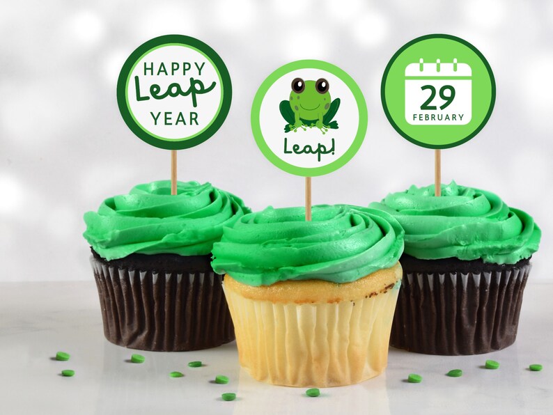 Leap Year Cupcake Toppers Printable | Leap Year Stickers, Leap Year ...
