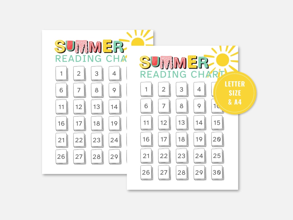 Kids Summer Reading Chart Summer Reading Challenge, Reading Log ...