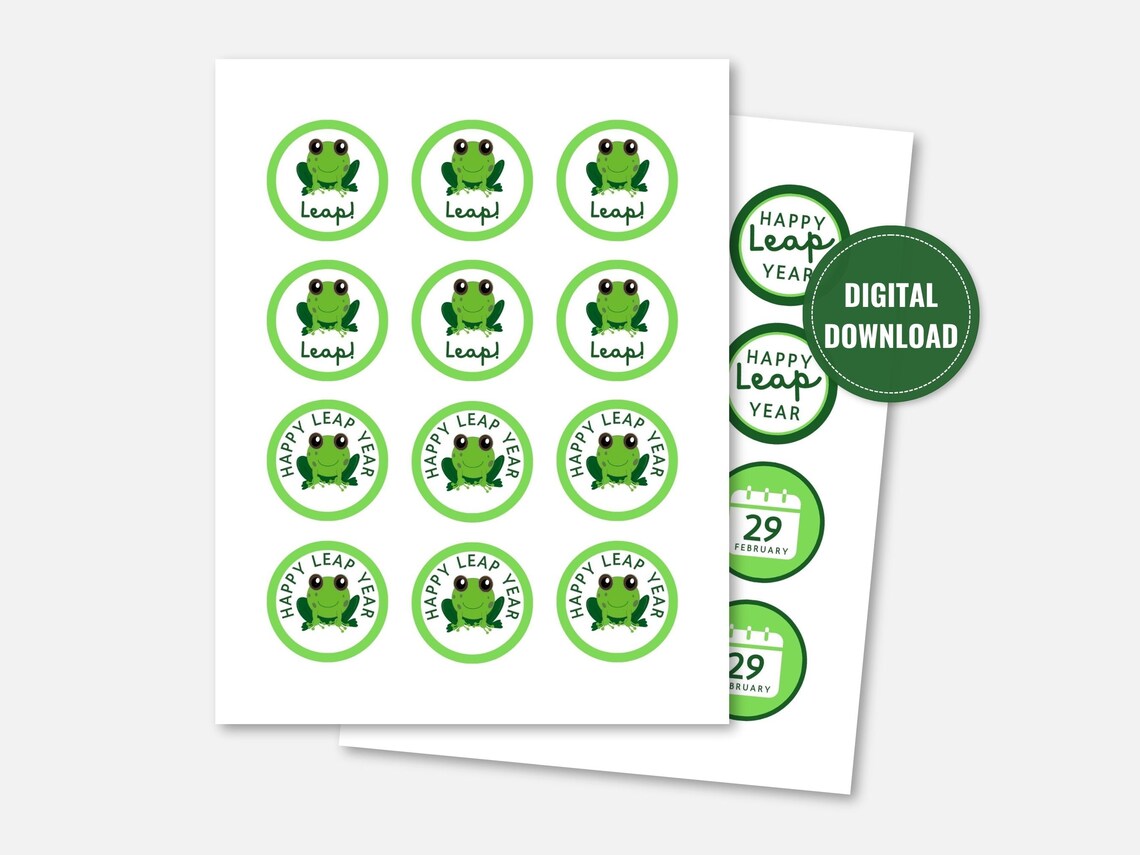 Leap Year Cupcake Toppers Printable | Leap Year Stickers, Leap Year ...