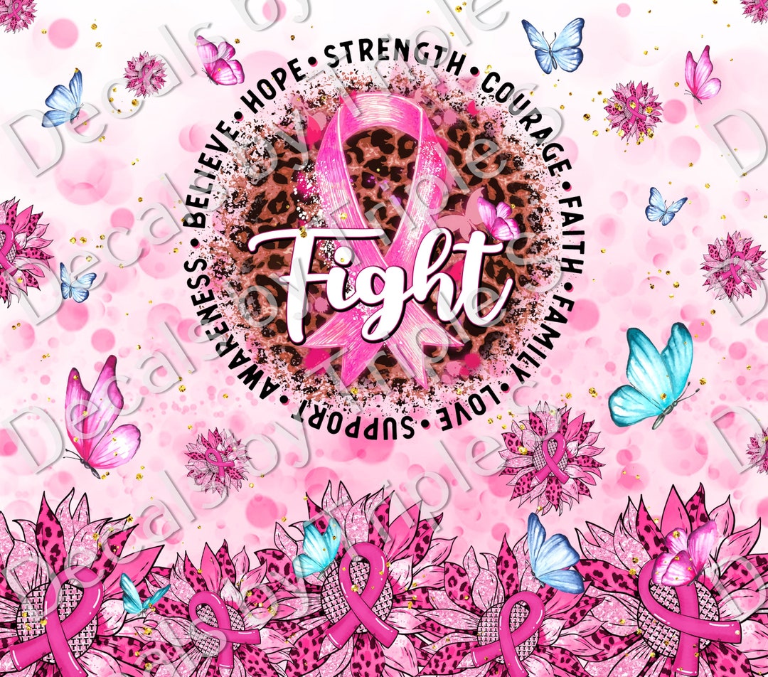 PINK RIBBON Fight**clear Cast or White Vinyl Tumbler Wrap - Etsy