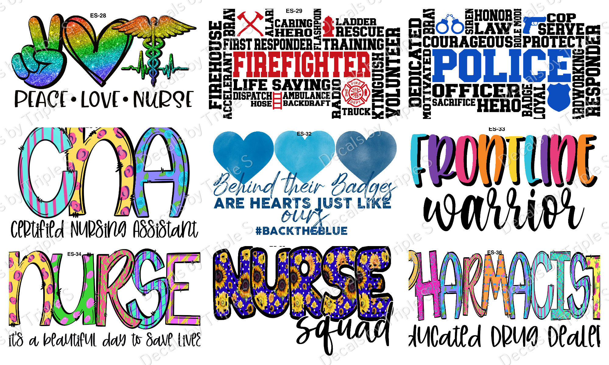 Clear Cast Decals Essential Workers | Etsy