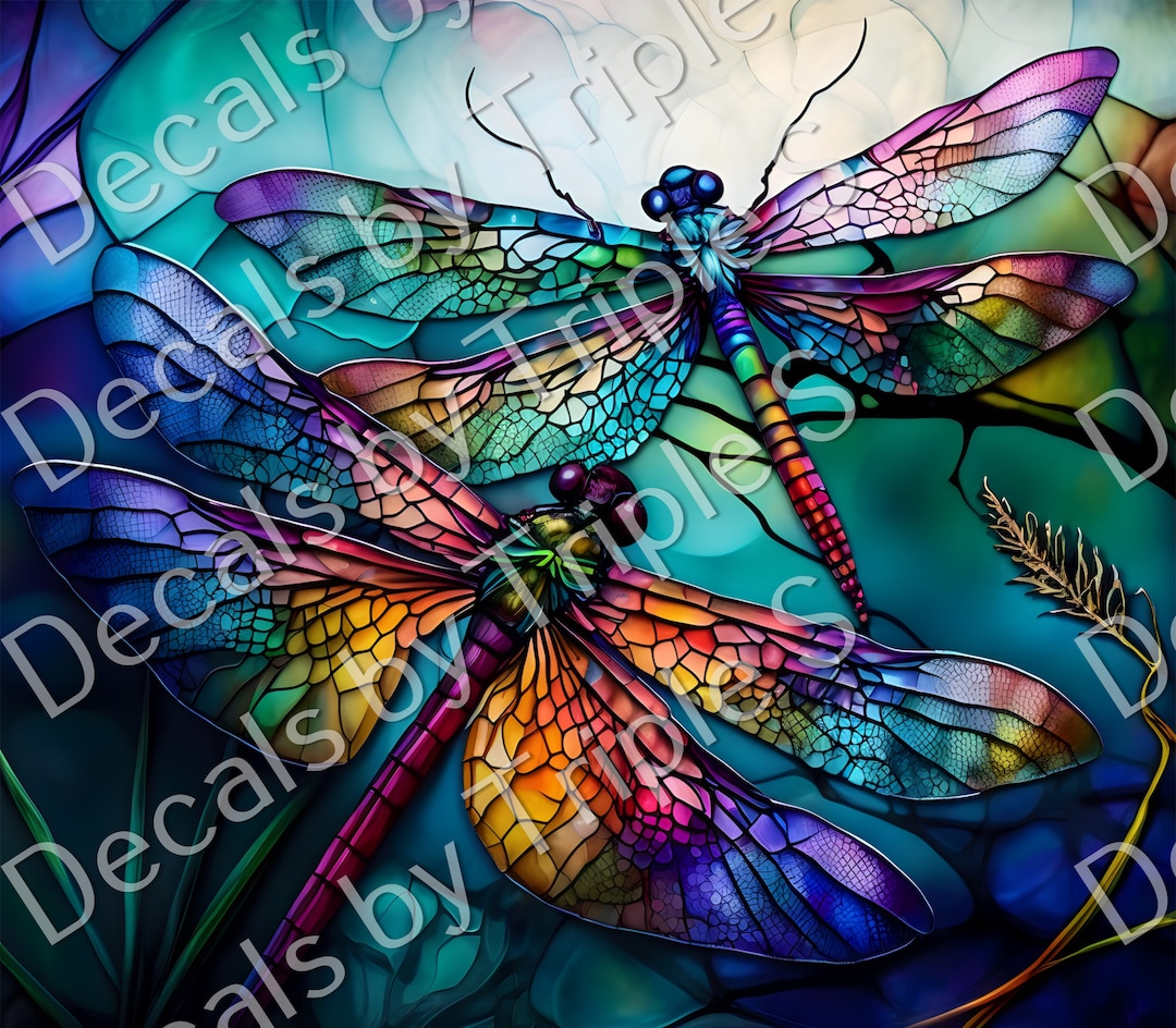 DRAGONFLY DUO ***clear Cast or White Vinyl Tumbler Wrap - Etsy