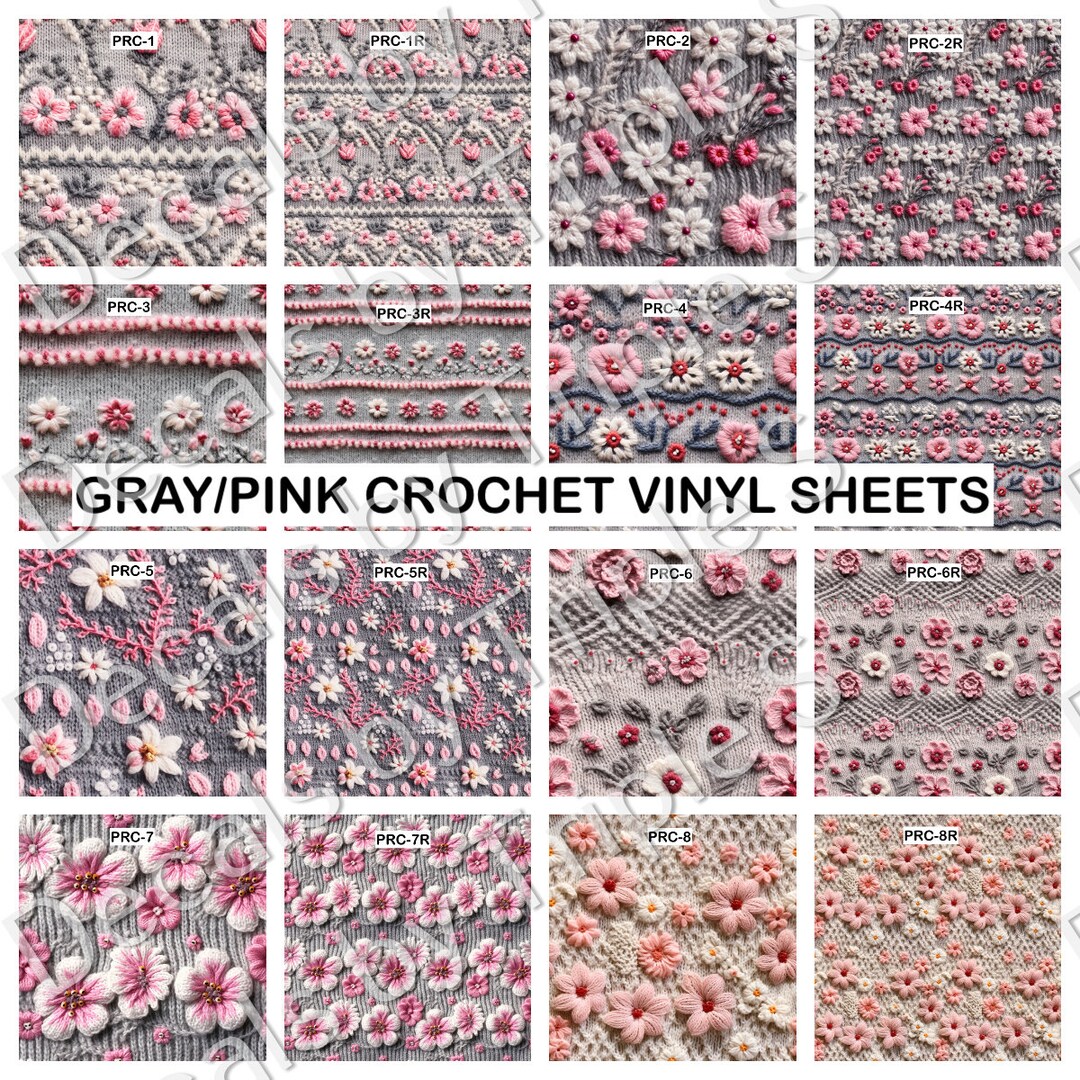 Clear Cast or White Vinyl Sheets ***GRAY/PINK CROCHET*** - Etsy