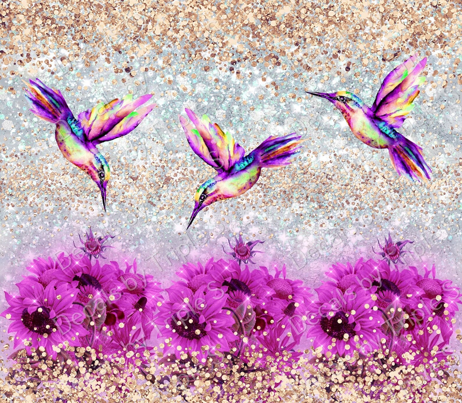 TRIO OF HUMMINGBIRDS clear Cast or White Vinyl Tumbler Wrap - Etsy