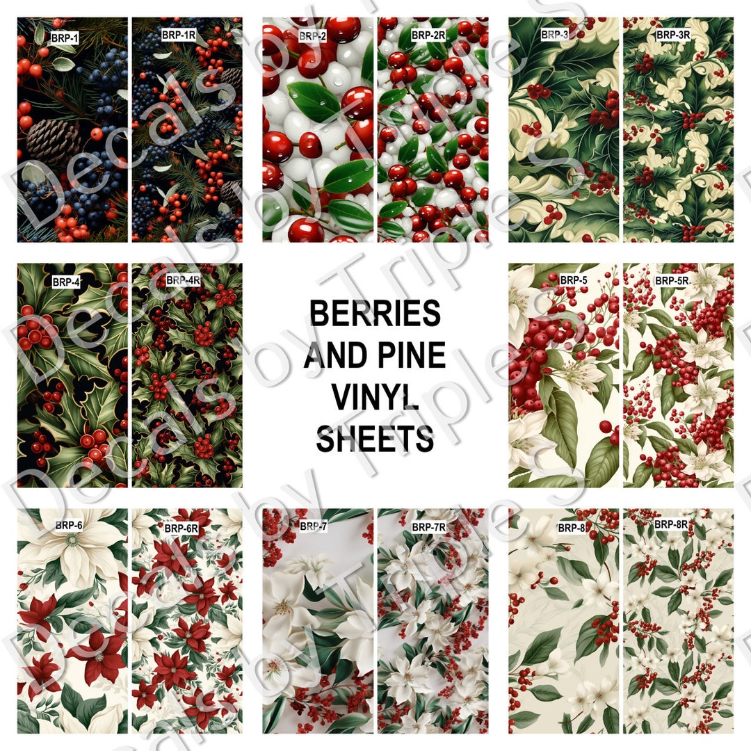 Clear Cast or White Vinyl Sheets ***BERRIES AND PINE*** - Etsy