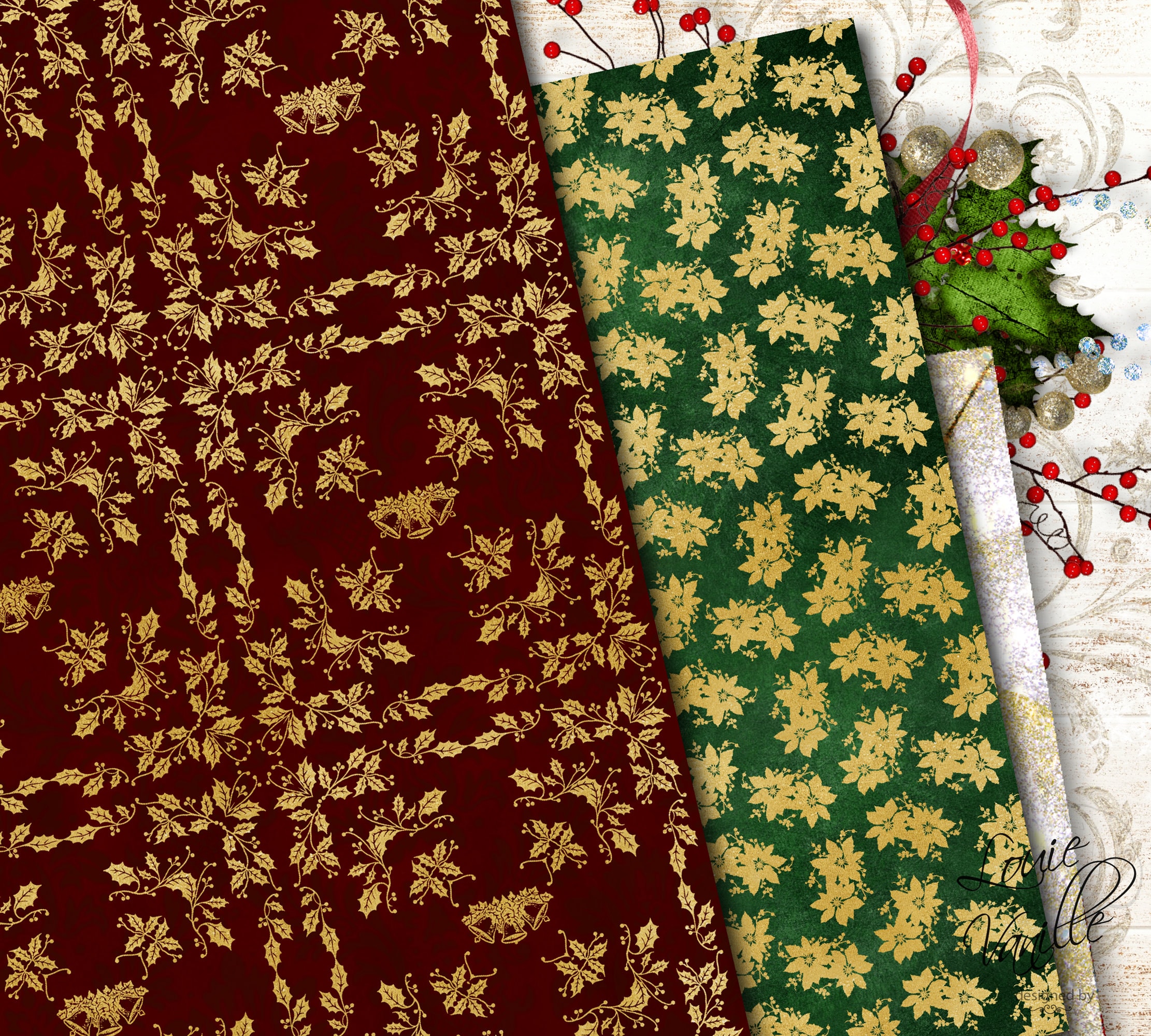 Golden Christmas Digital Paper Christmas Digital Paper - Etsy