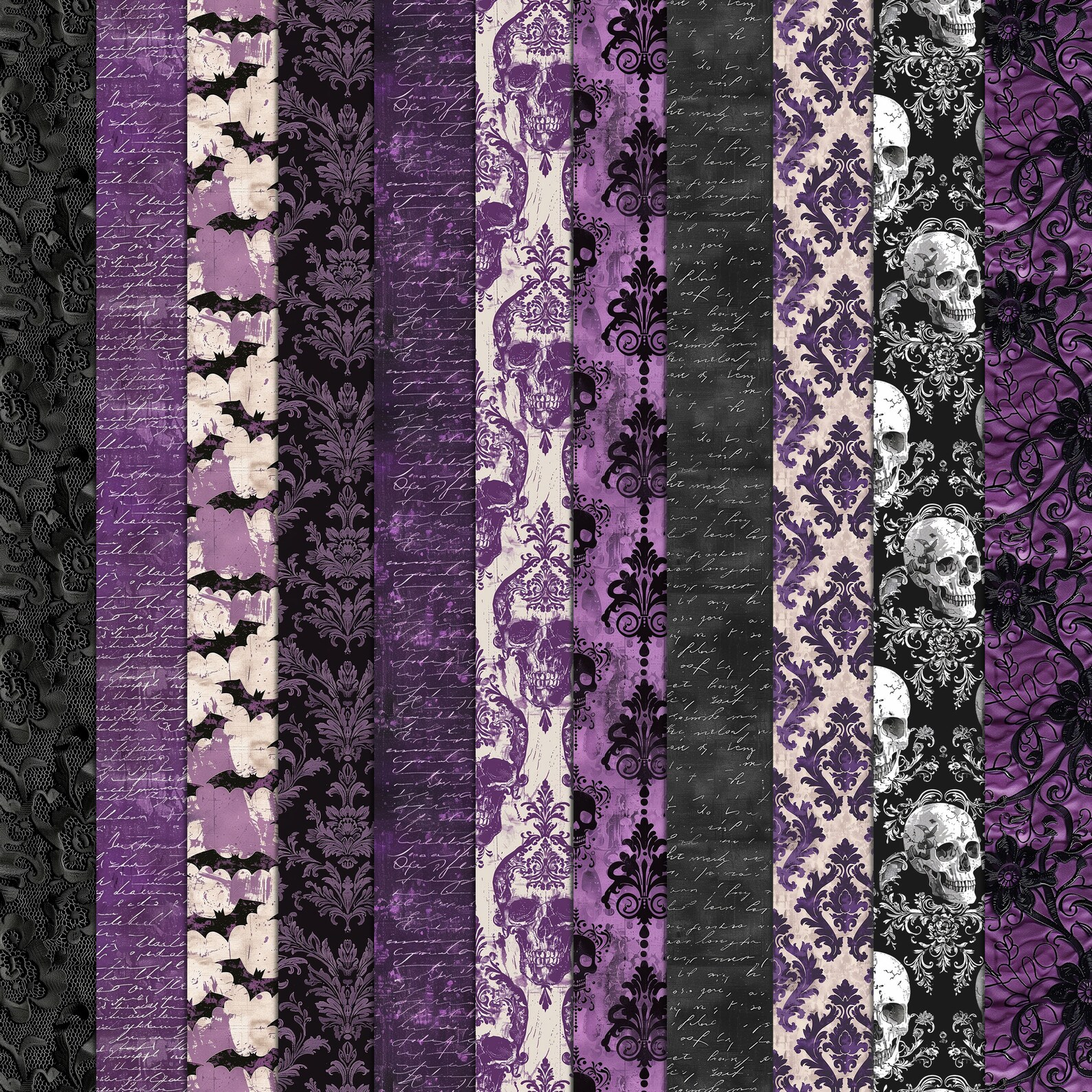 Gothic Halloween Digital Paper Pack, Black and Purple Seamless Gothic ...