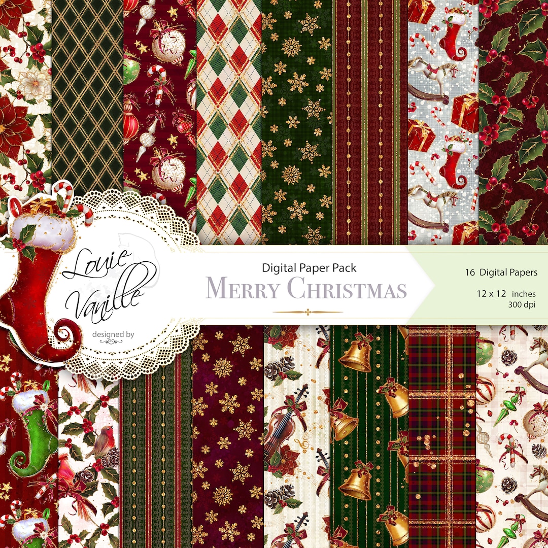 Christmas Digital Papers, Seamless Digital Background, Instant Download ...