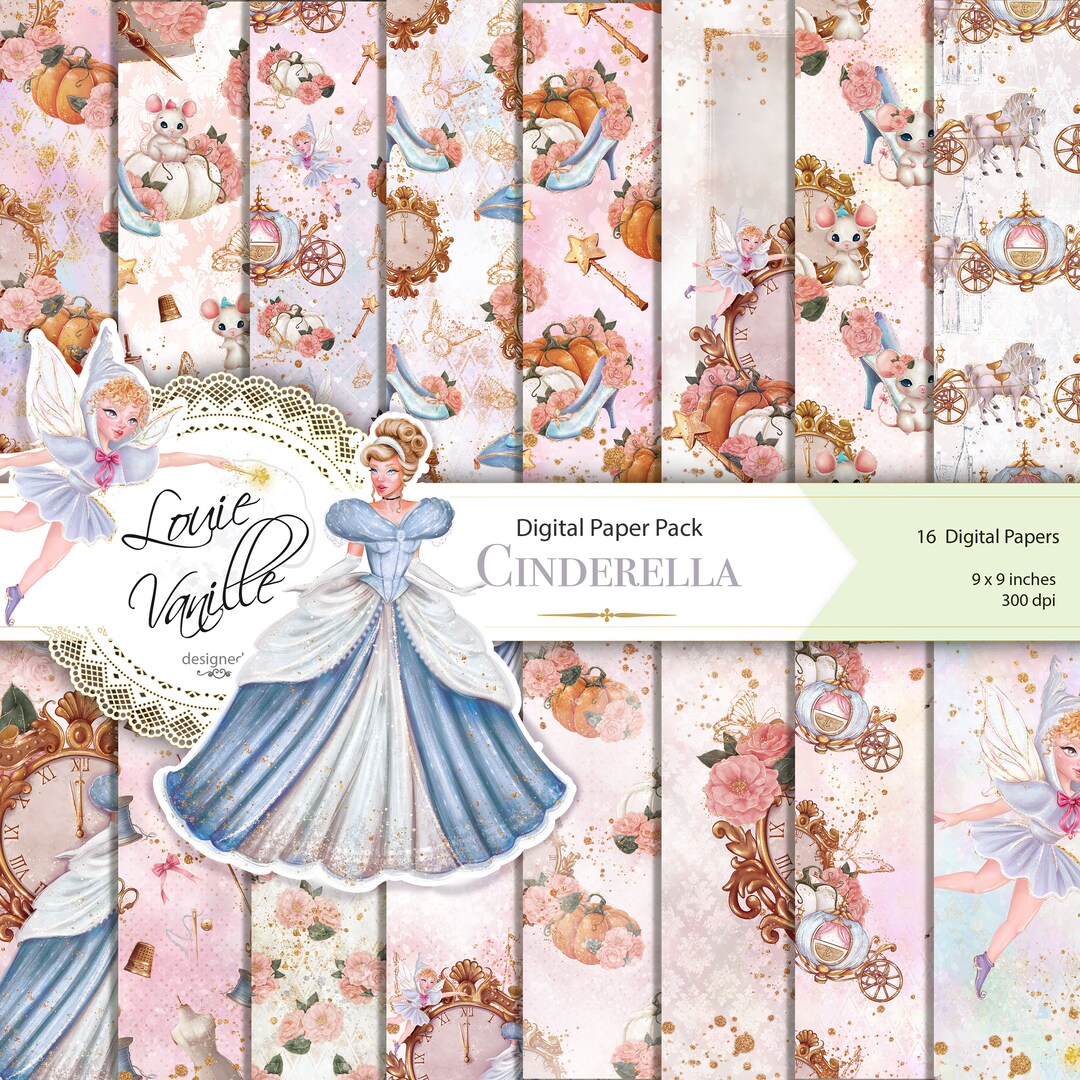 Cinderella Digital Paper Pack, Princess Paper Pack, Fairy Tale Planner ...